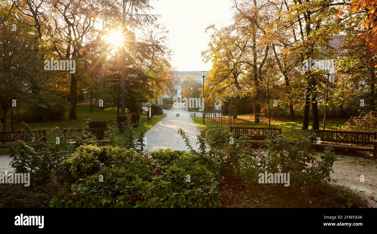Autumn park in Balatonfured town at Balaton lake, Hungary Stock Photo ...