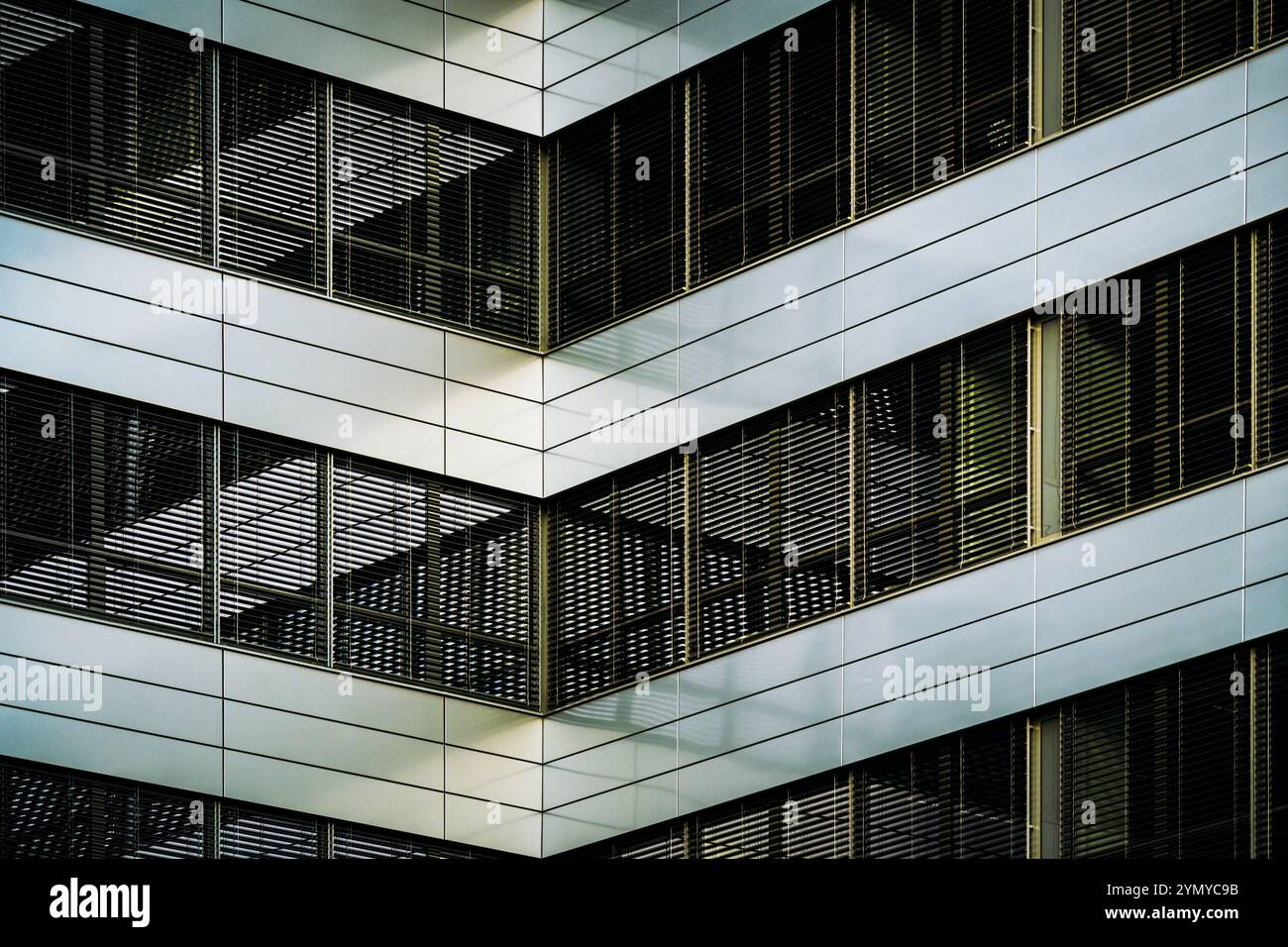 Modern Metal-Clad Facade with Sleek Horizontal Lines and Minimalist ...