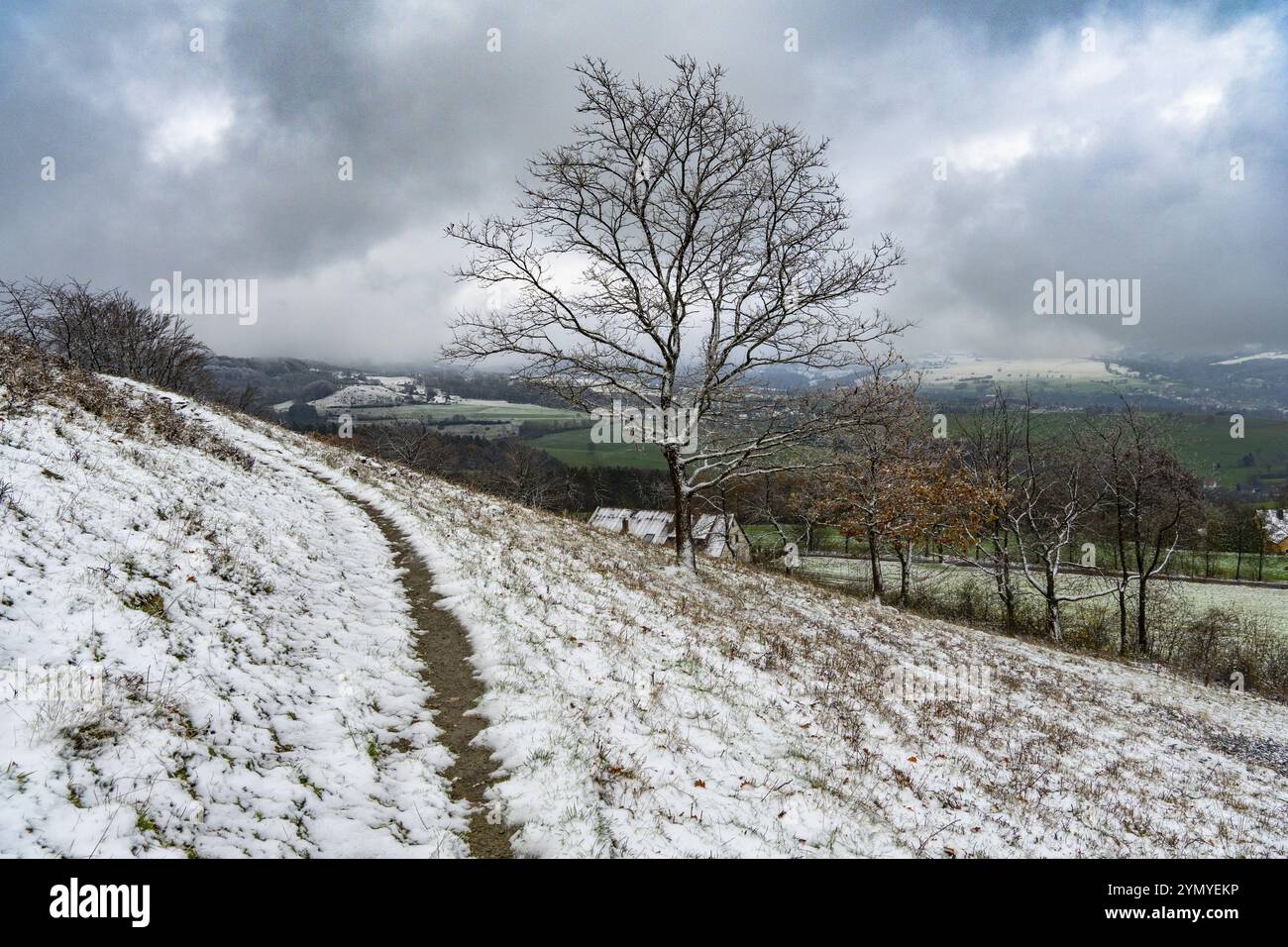 Rhoen winter landscape - hike up the Wachtkueppel (705m) 22 Stock Photo ...