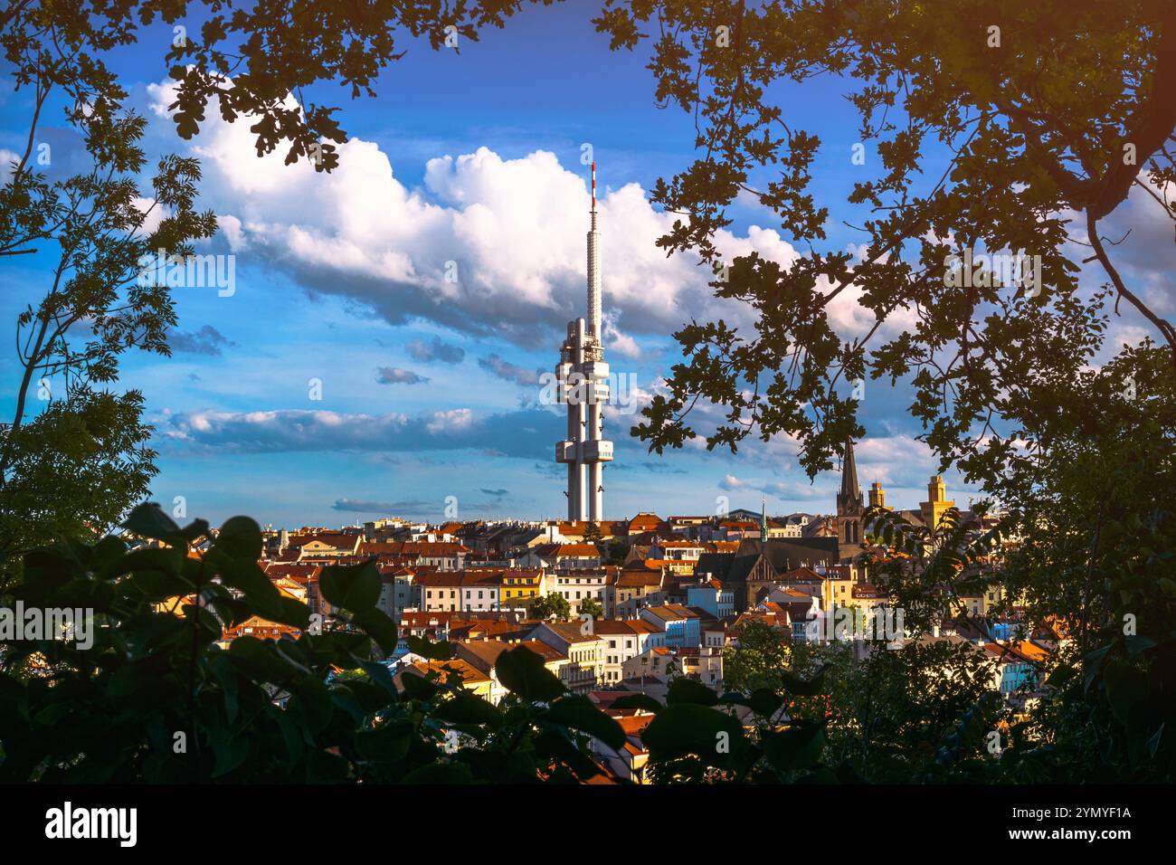 Žižkov Television Tower with Iconic Crawling Baby Sculptures in Prague ...
