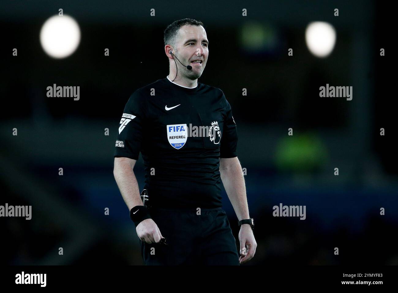 Referee Chris Kavanagh looks on. Premier League match, Everton v ...