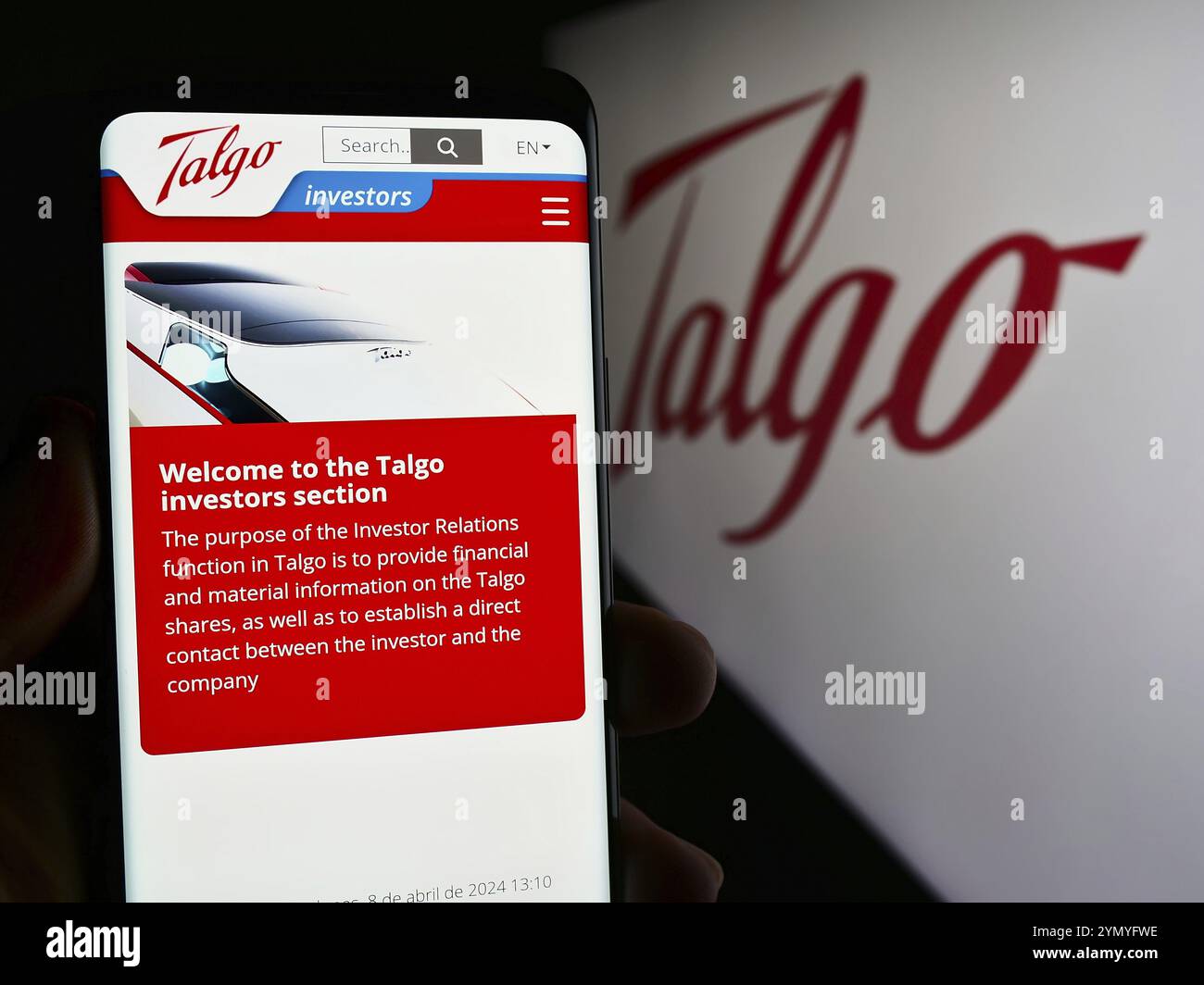 Stuttgart, Germany, 04-08-2024: Person holding mobile phone with web ...