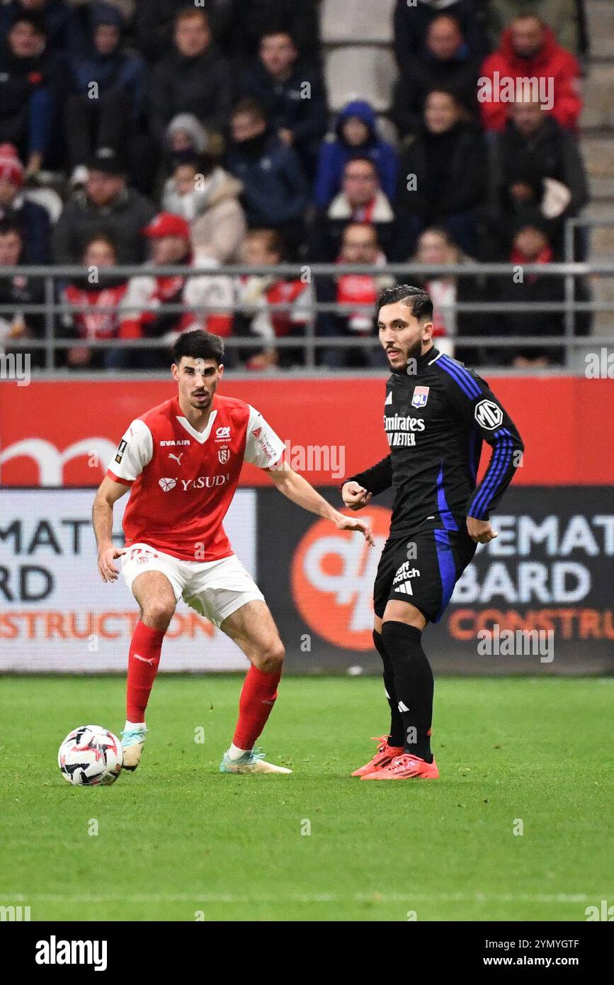 25 Thibault DE SMET (sdr) - 18 Rayan CHERKI (ol) during the Ligue 1 McDonald's match between ...