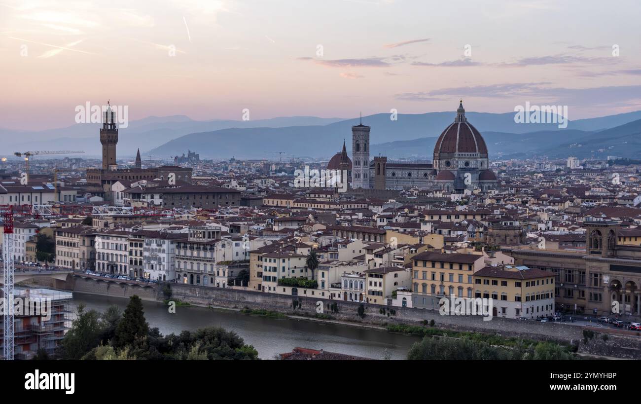 Skyline of downtown Florence during sunset, seen from the famous ...