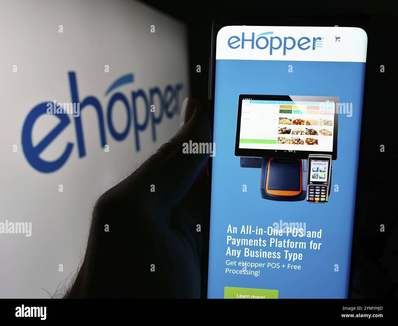 Stuttgart, Germany, 05-27-2024: Person holding smartphone with website of US point of sale ...