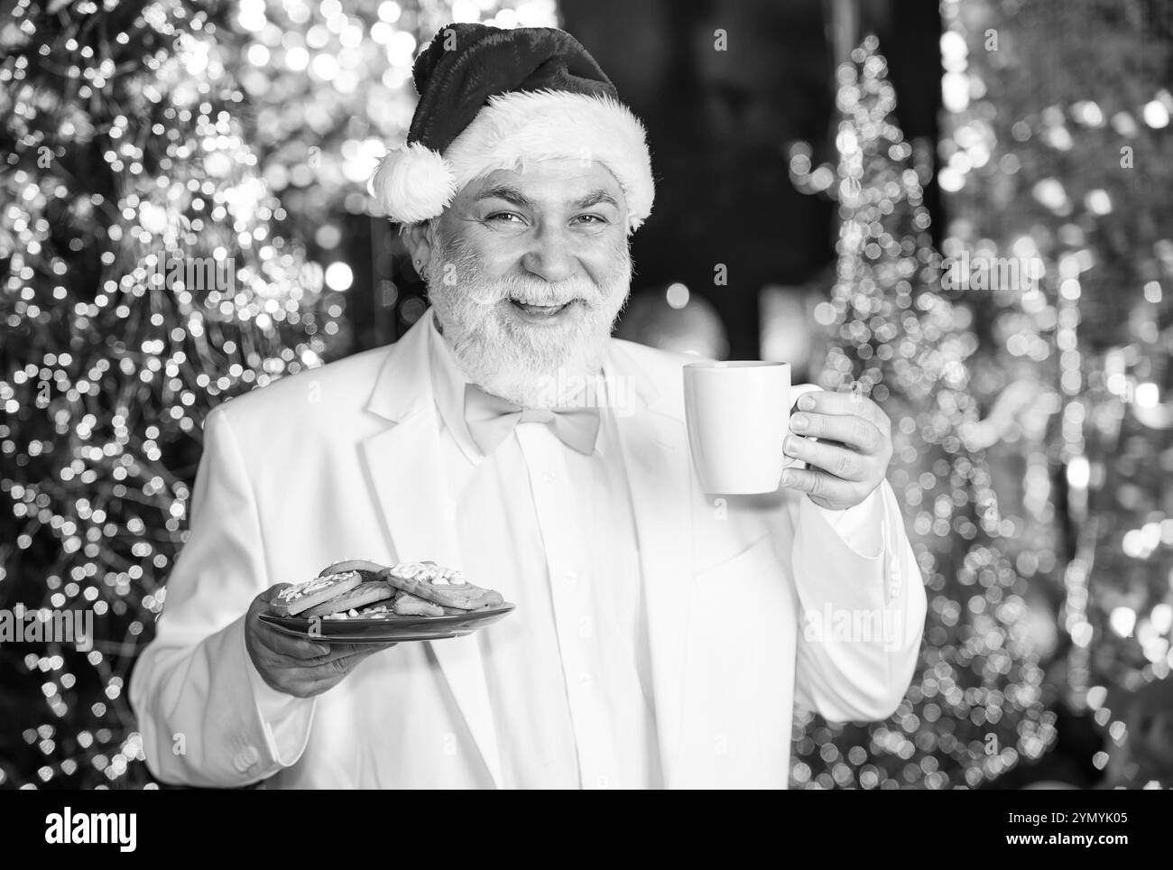 santa grandpa drink milk and eat xmas cookies. for santa. before xmas ...