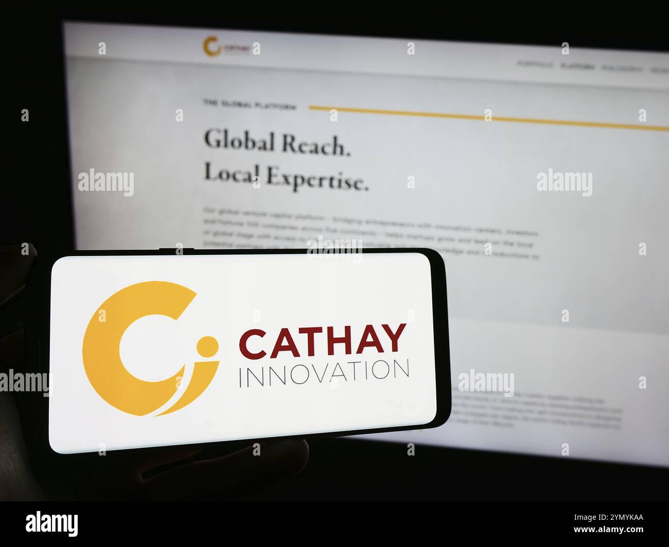 Stuttgart, Germany, 02-24-2024: Person holding mobile phone with logo ...