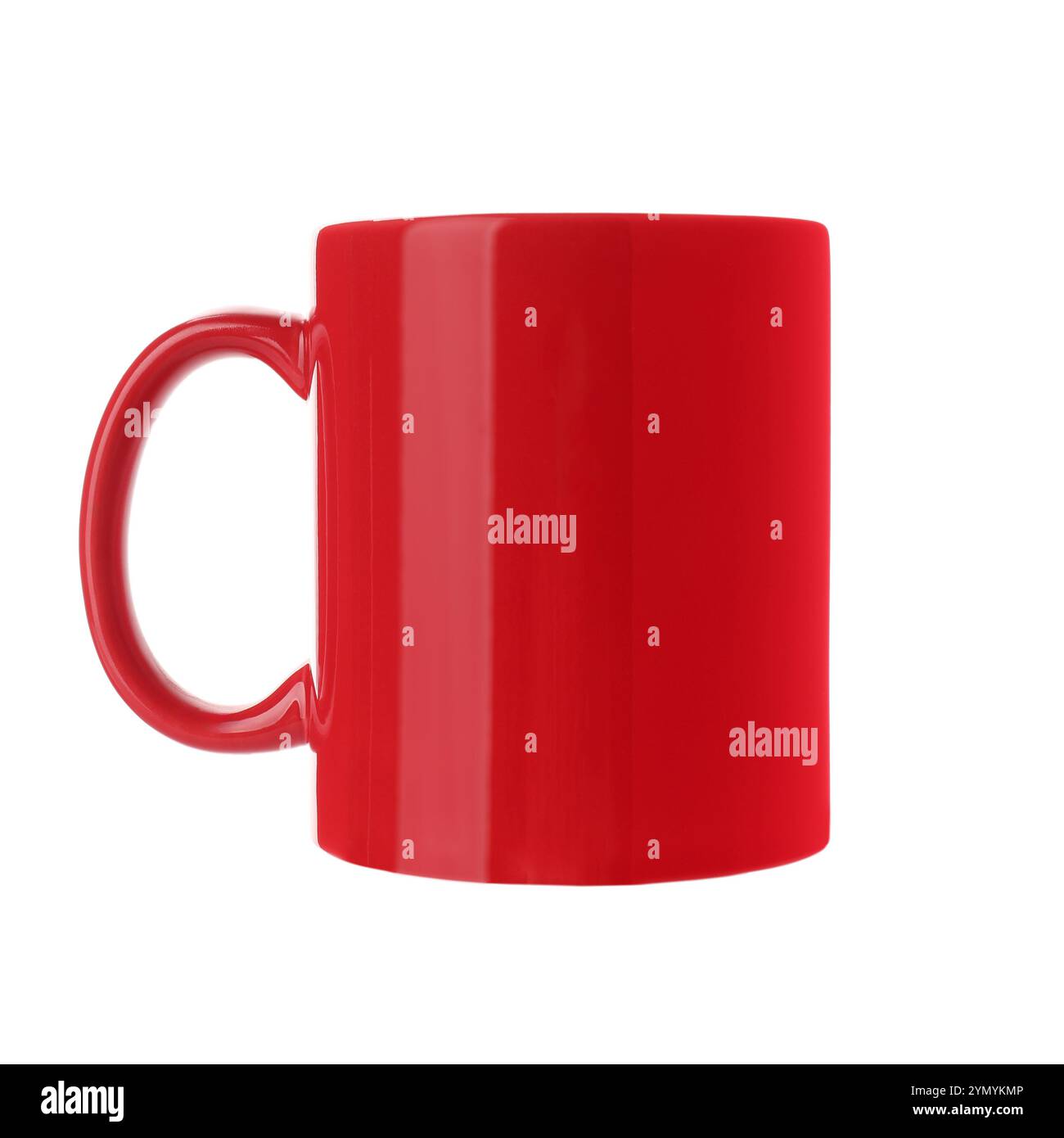 Red ceramic mug isolated on white. Mockup for design Stock Photo - Alamy