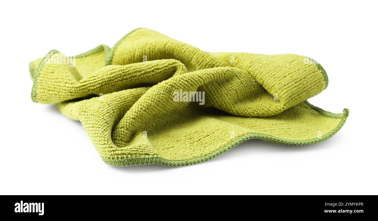 Clean green microfiber cloth isolated on white Stock Photo - Alamy