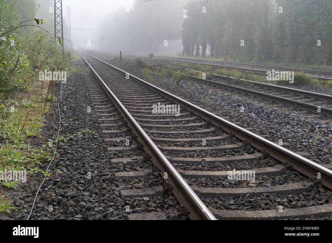 Deserted foggy railroad hi-res stock photography and images - Alamy