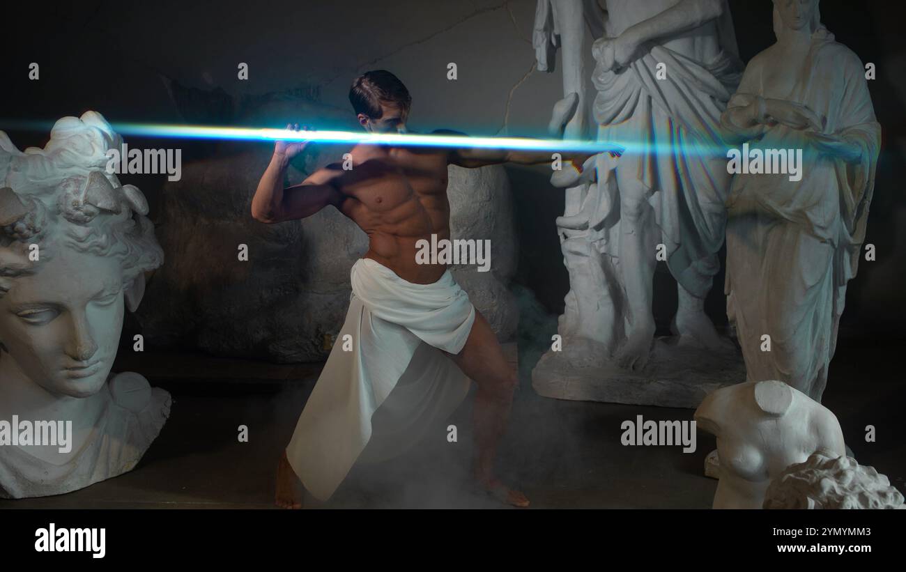 An ancient god with an electric pike in his hand, a concept based on ...