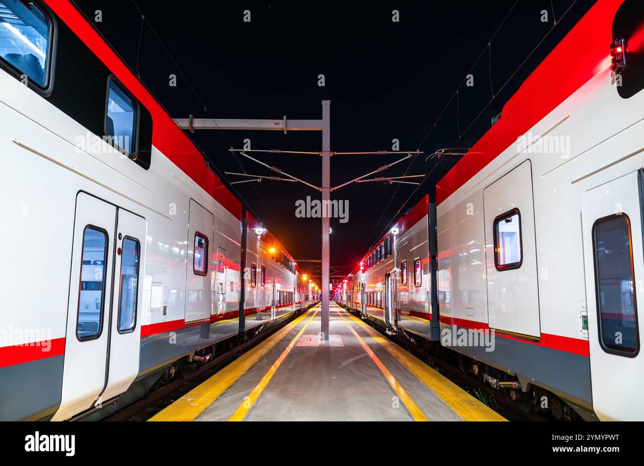 Electric commuter trains at San Francisco Station in California, United ...
