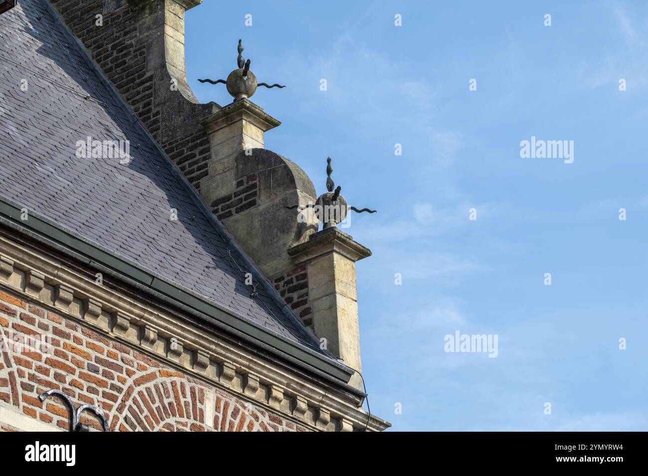 Gable with decorations on a medieval building in the netherlands Stock ...