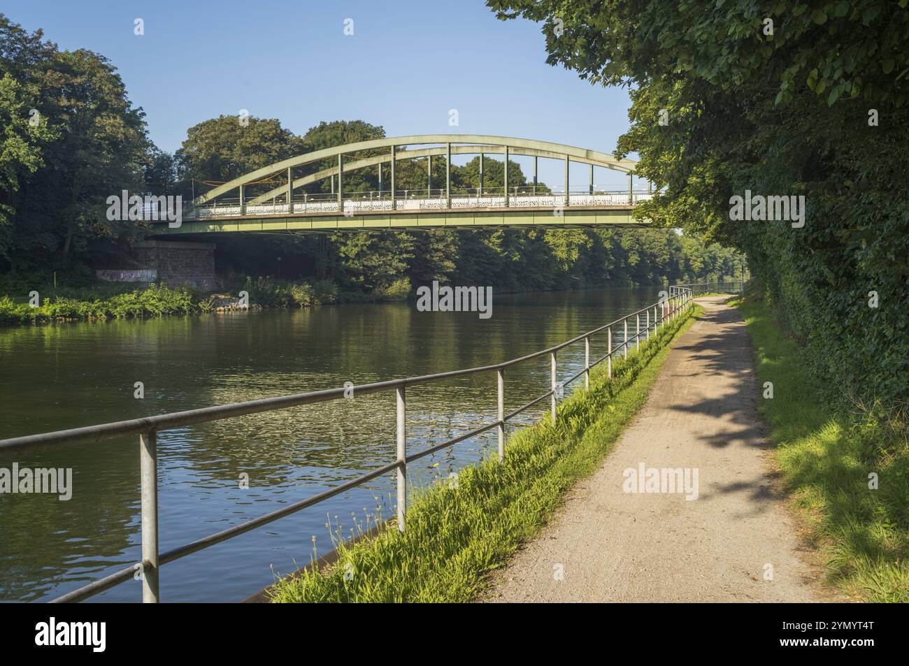 Older steel road bridge over a canal Stock Photo - Alamy