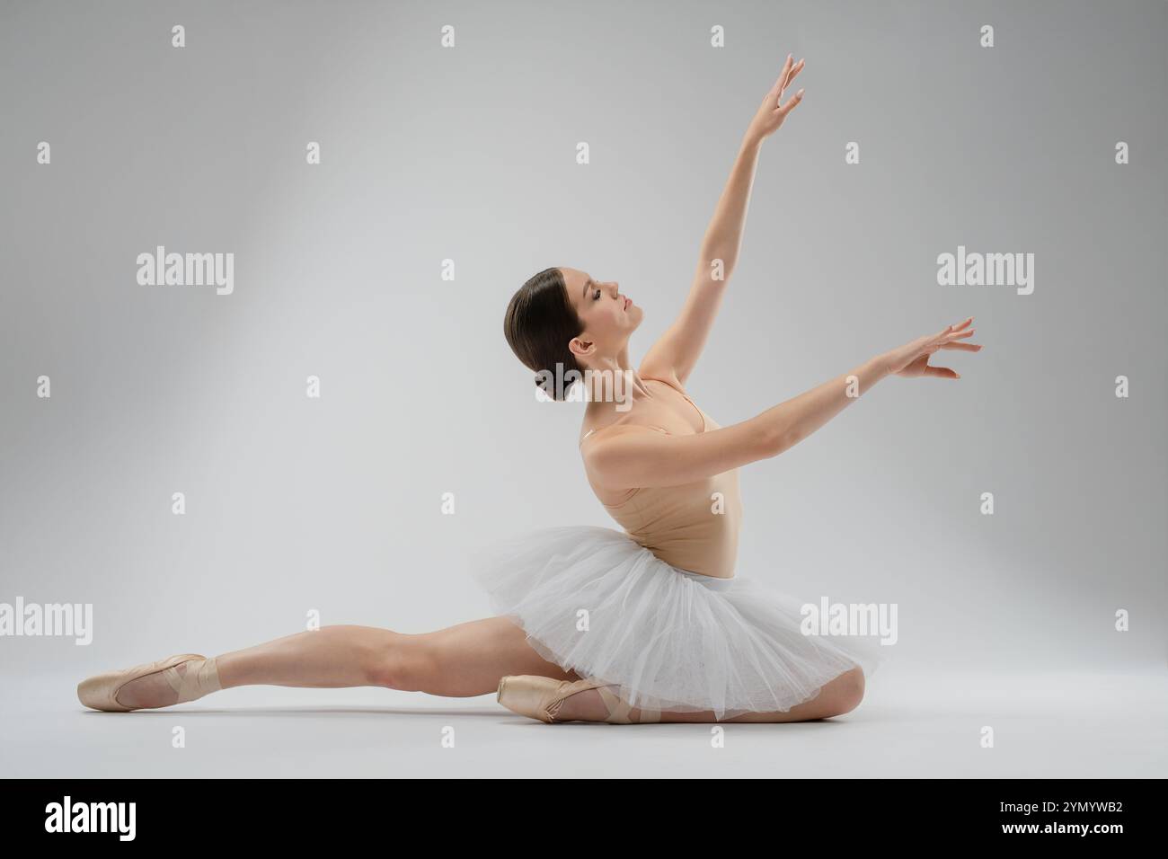 Ballerina performing an elegant pose in a studio setting Stock Photo ...