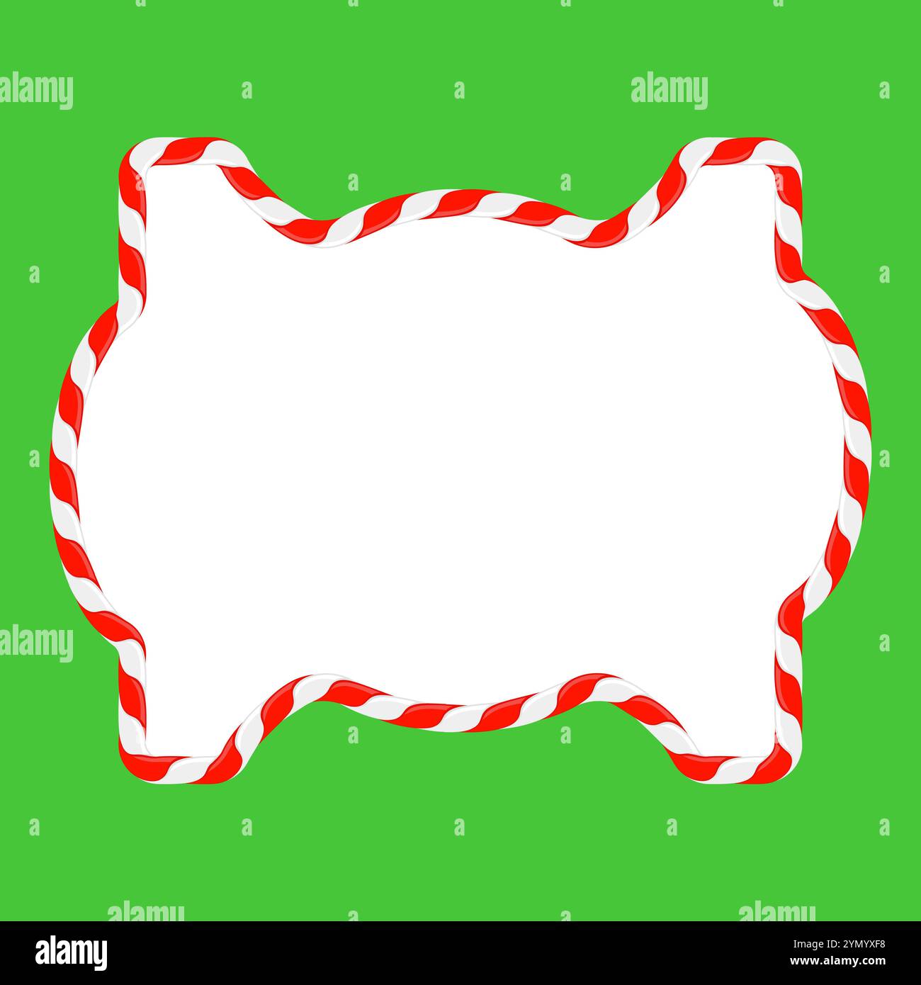 Vector Christmas candy cane frame with red and white stripes on green ...
