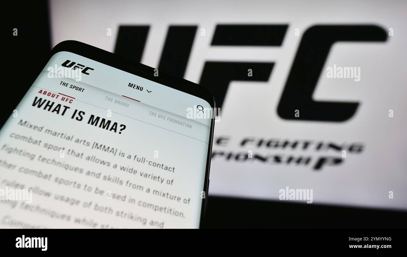 Stuttgart, Germany, 03-07-2024: Mobile phone with website of martial ...