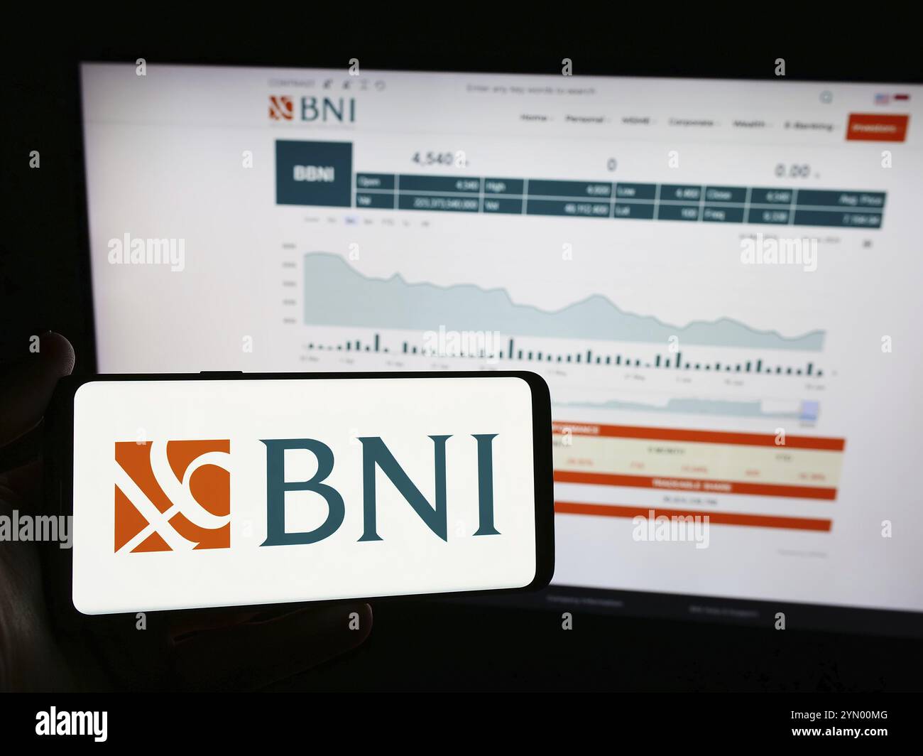 Stuttgart, Germany, 06-24-2024: Person holding mobile phone with logo of Indonesian financial ...