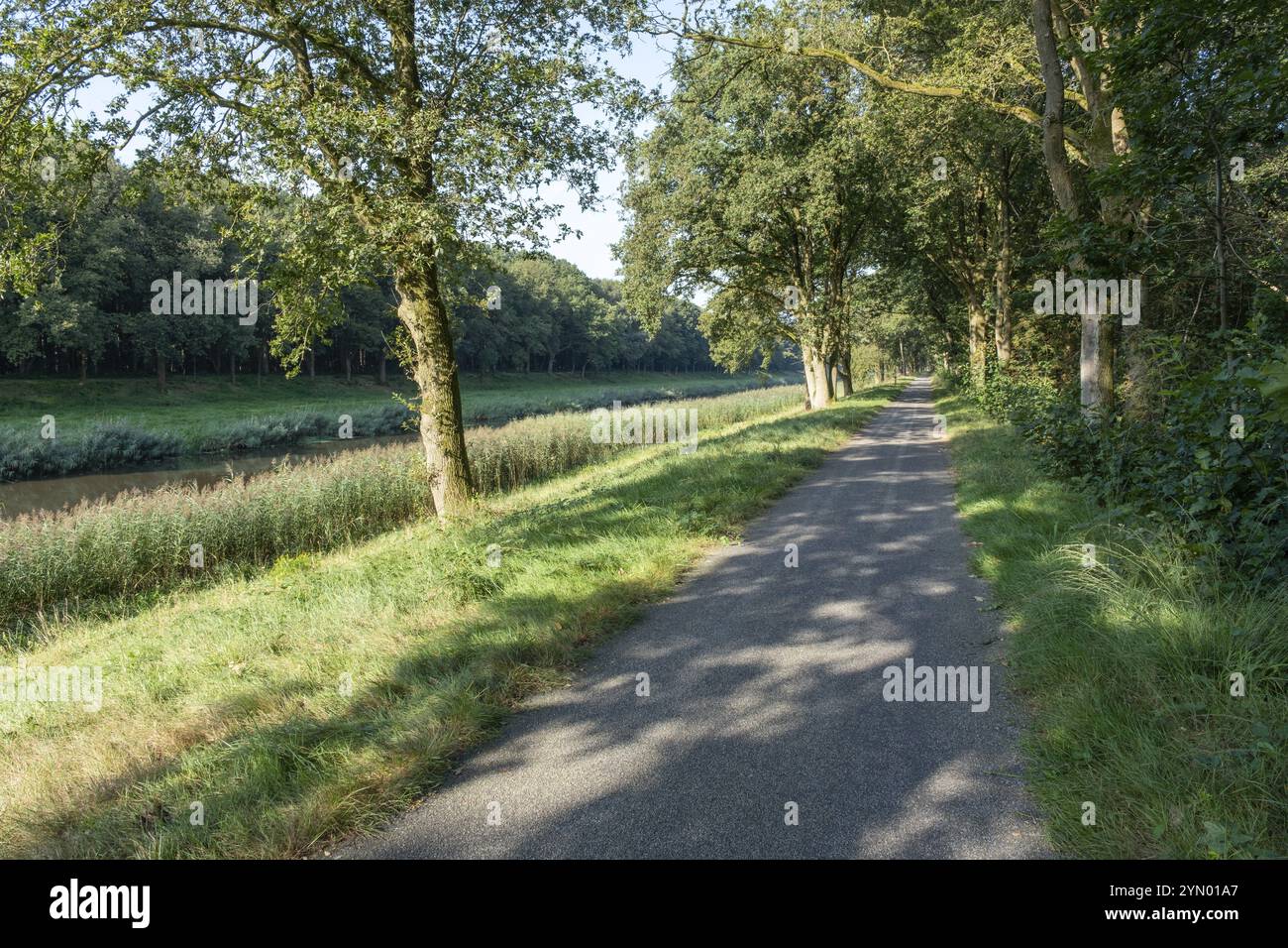 Cycle path along the canal in the countryside Stock Photo - Alamy