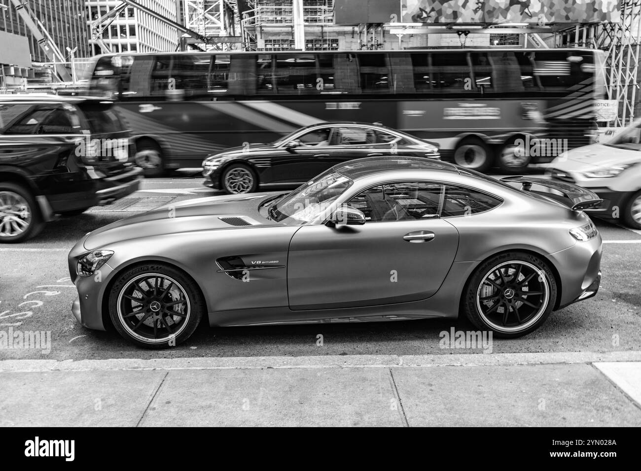 New York City, USA - August 09, 2023: Mercedes Benz AMG GT 2018 sport ...