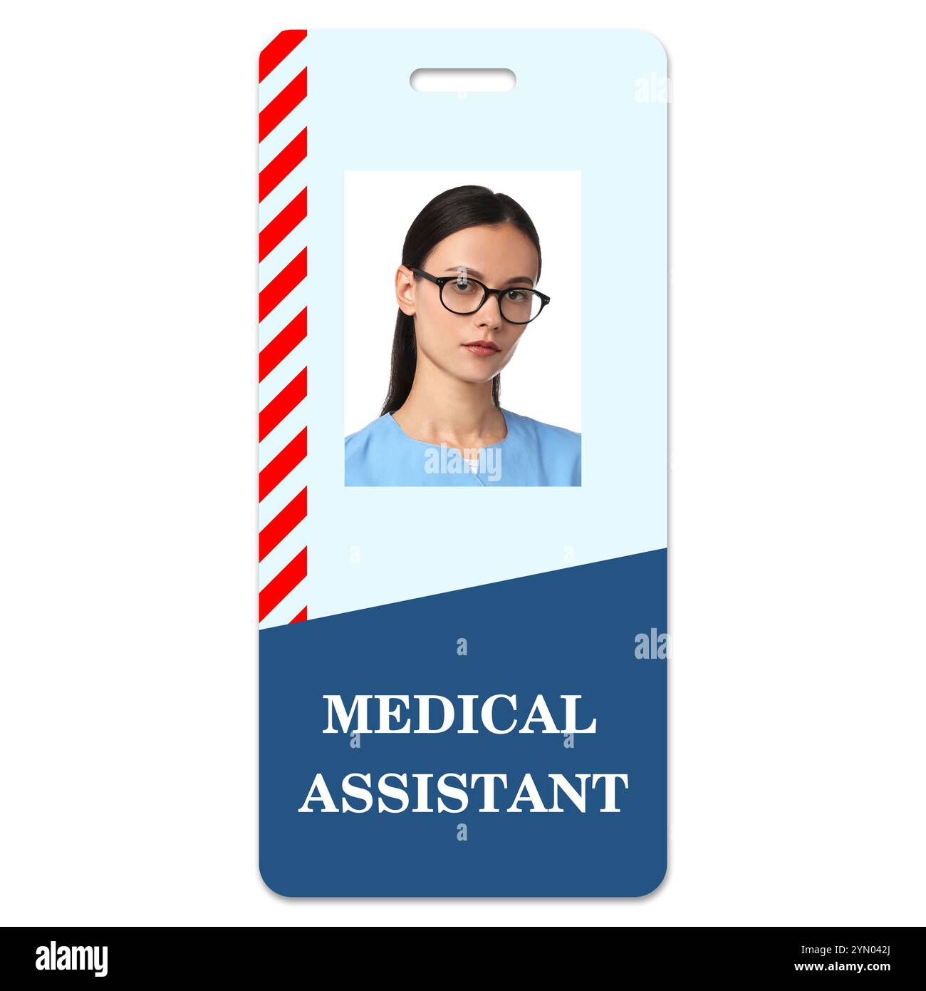 Medical assistant badge with photo of woman on white background Stock ...
