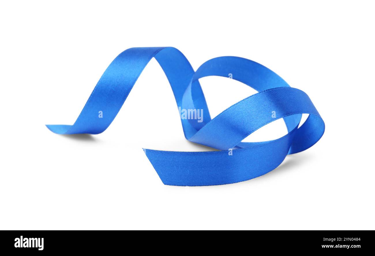 One beautiful blue ribbon isolated on white Stock Photo - Alamy