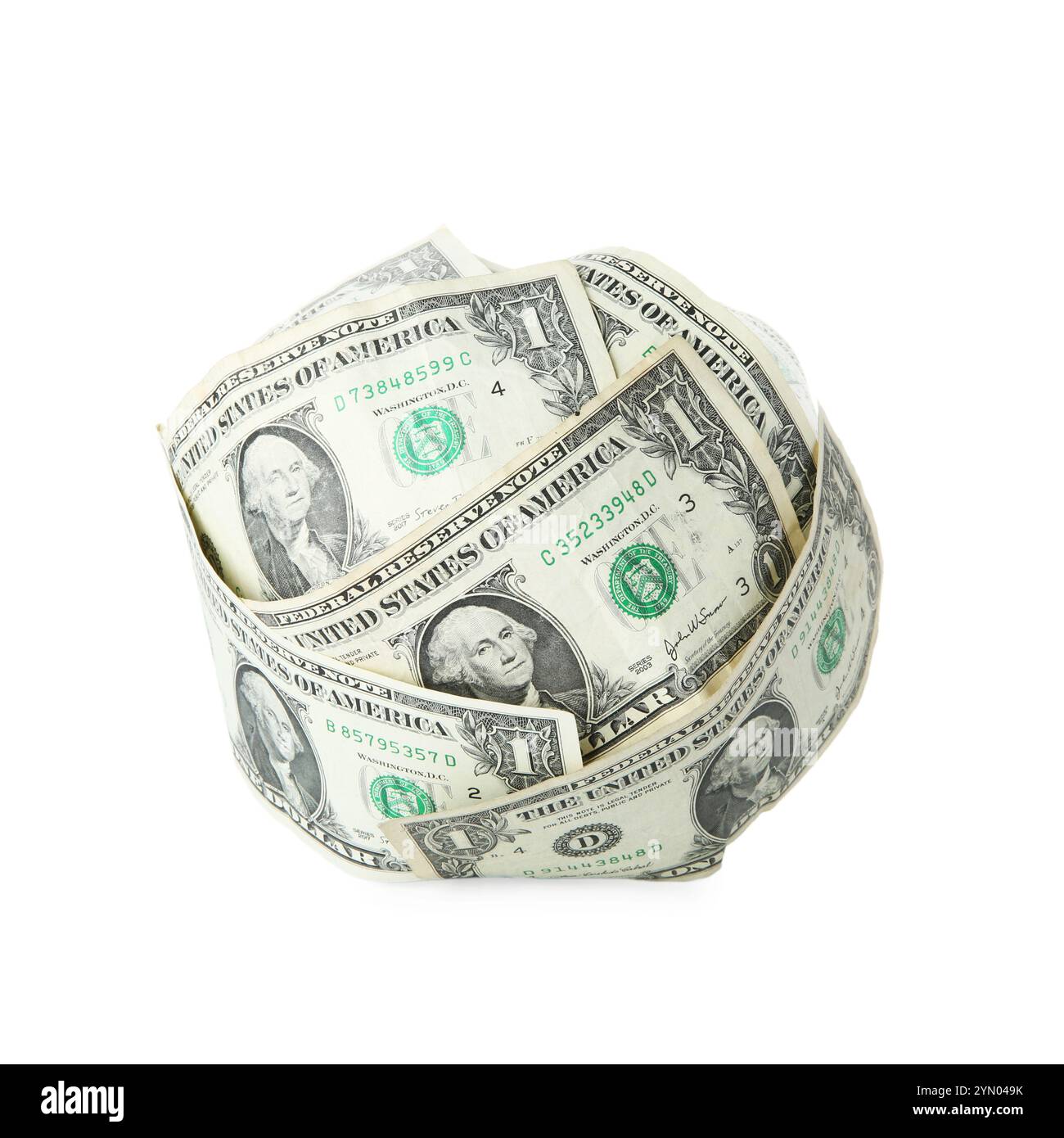 Ball made of dollar banknotes isolated on white Stock Photo - Alamy