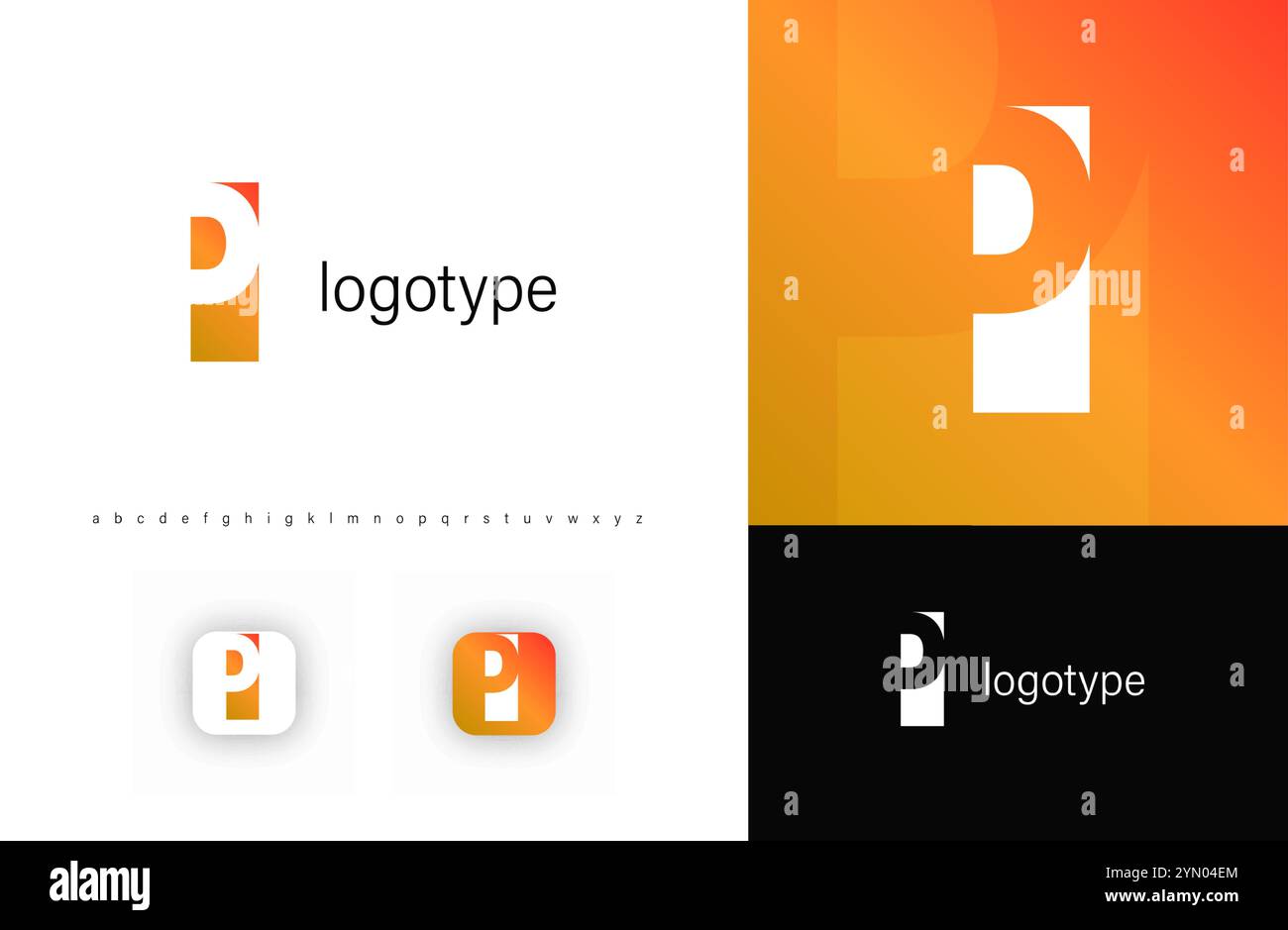 Minimalist monogram letter P logo with angular cutout style and ...