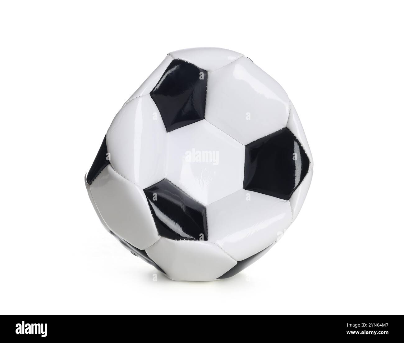 One deflated soccer ball isolated on white Stock Photo - Alamy