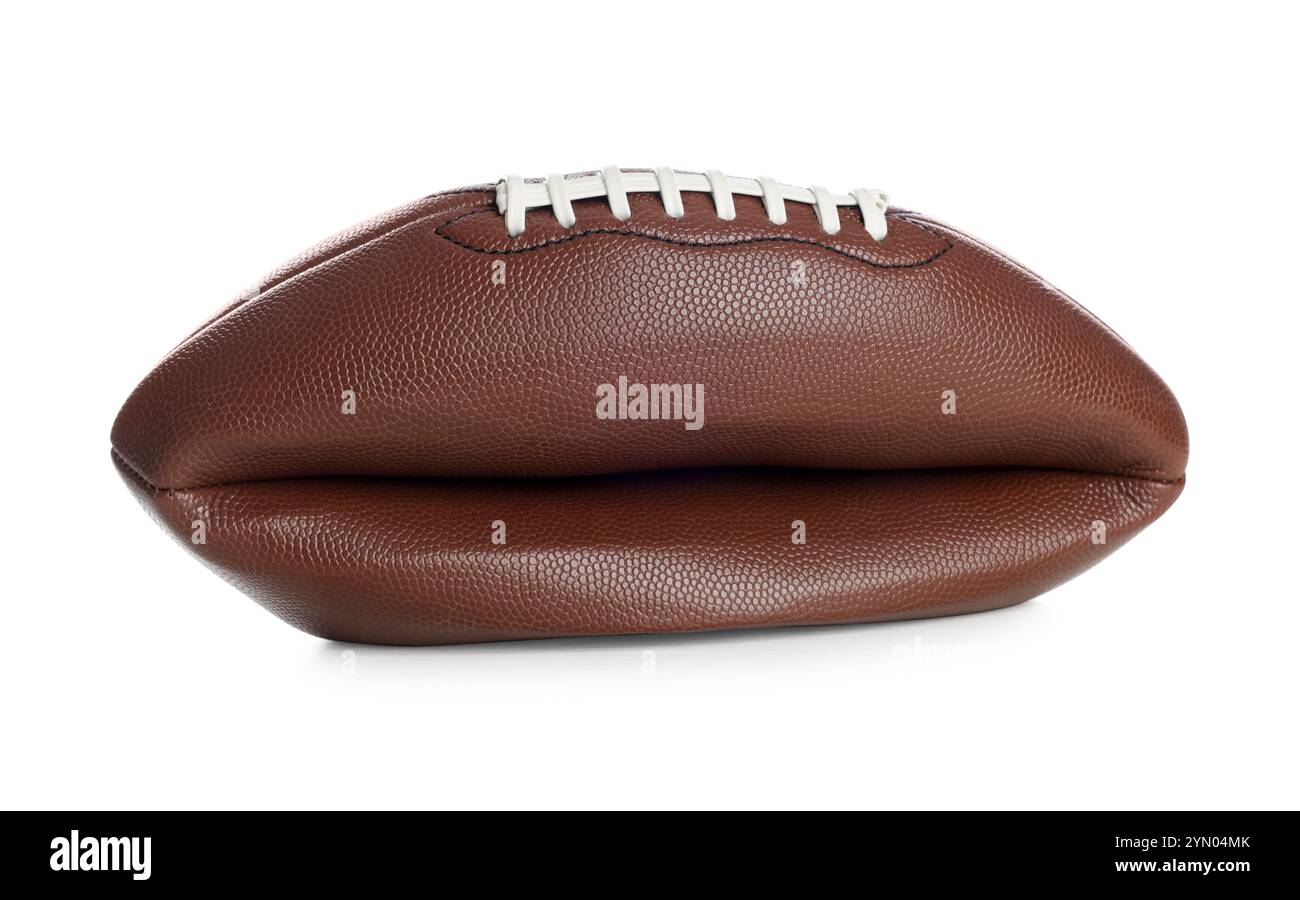 One deflated American football ball isolated on white Stock Photo - Alamy