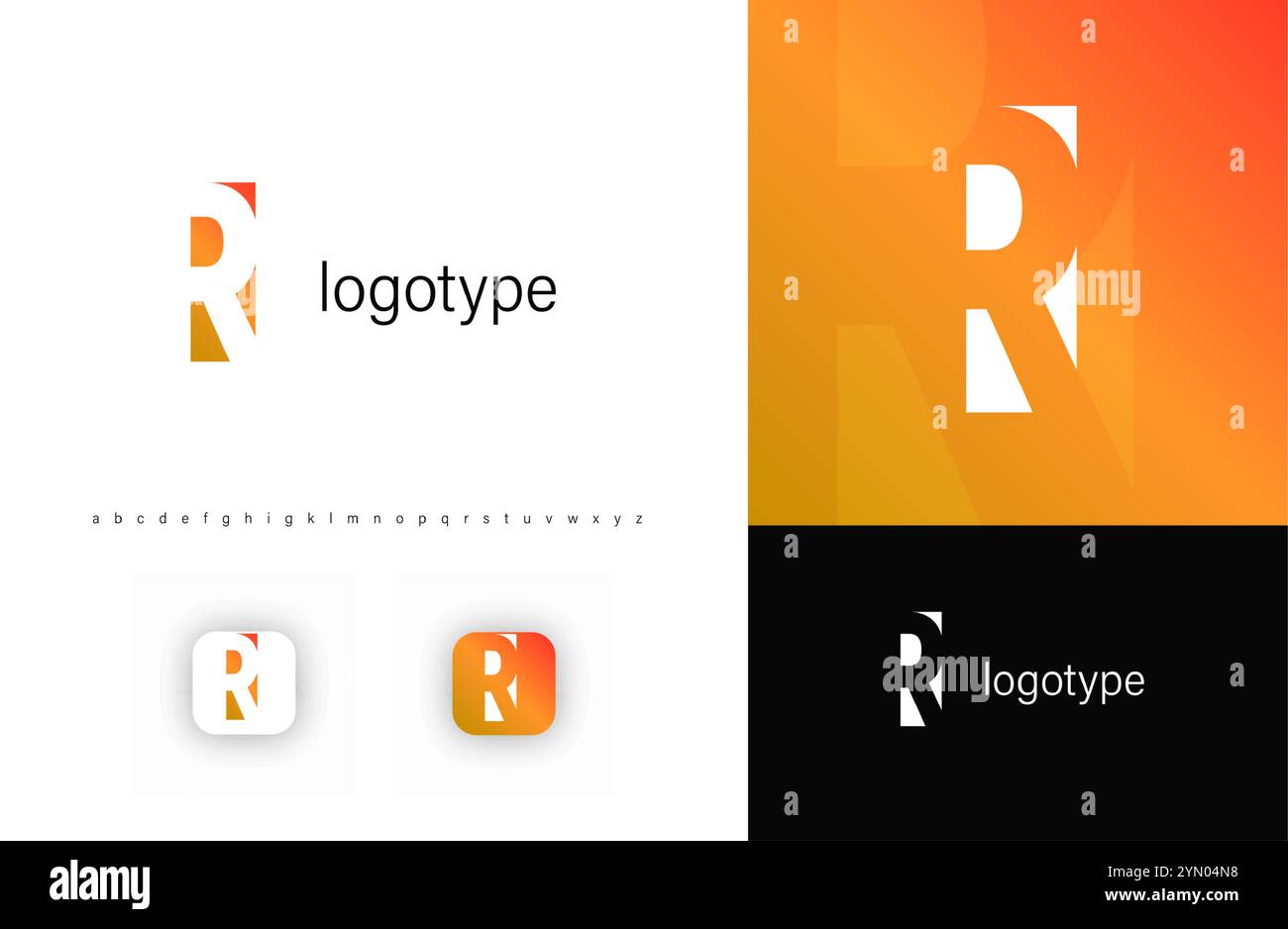 Minimalist monogram letter R logo with angular cutout style and ...