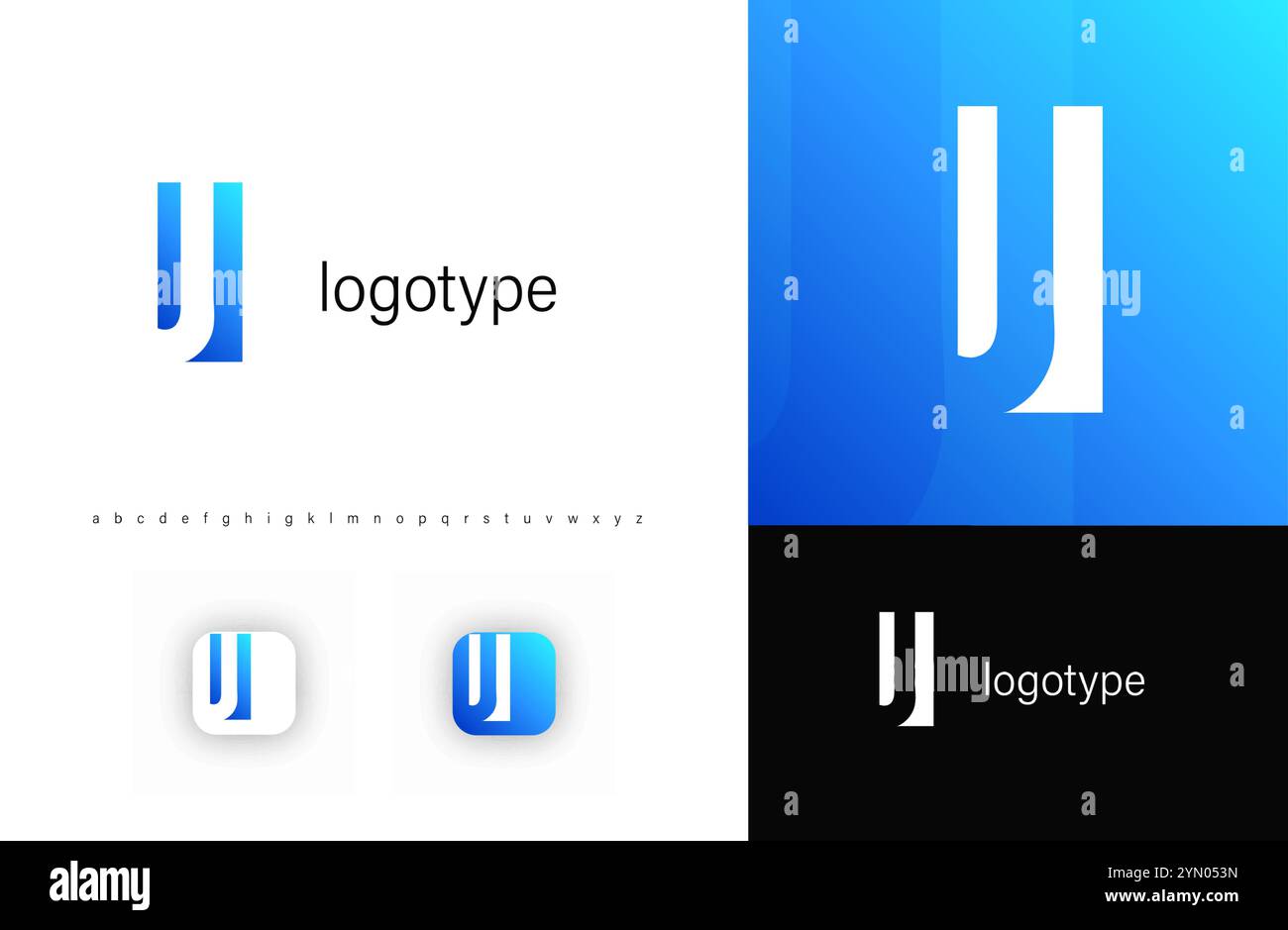 Minimalist monogram letter J logo with angular cutout style and ...