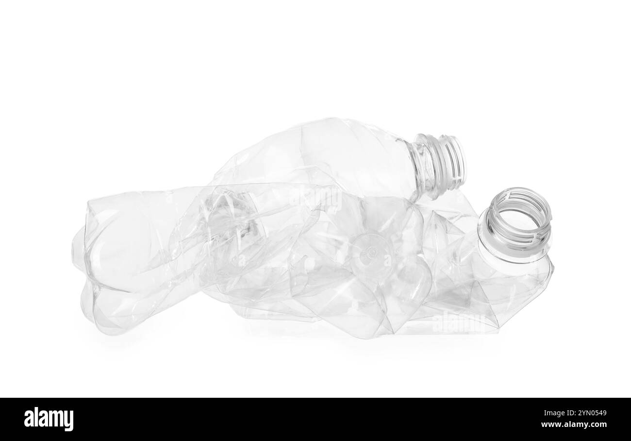 Crumpled empty plastic bottles isolated on white Stock Photo - Alamy