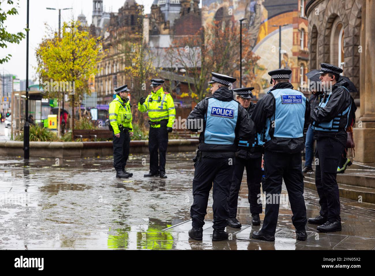 Leeds, UK. 23 NOV, 2024. Police prepare as two rival protest groups ...