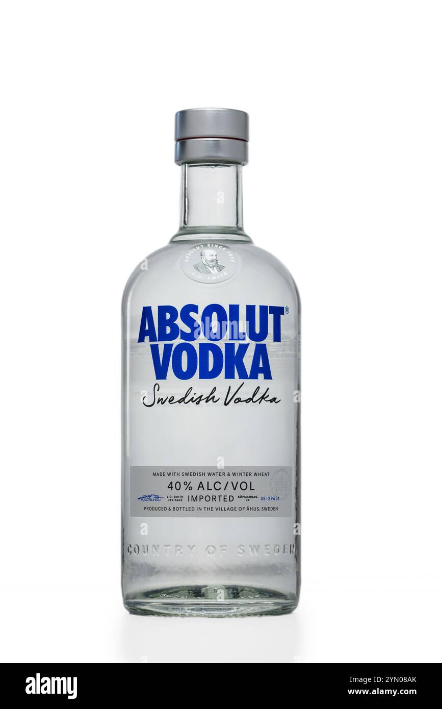 Clear and sleek vodka bottle showcases purity, highlighting the essence ...