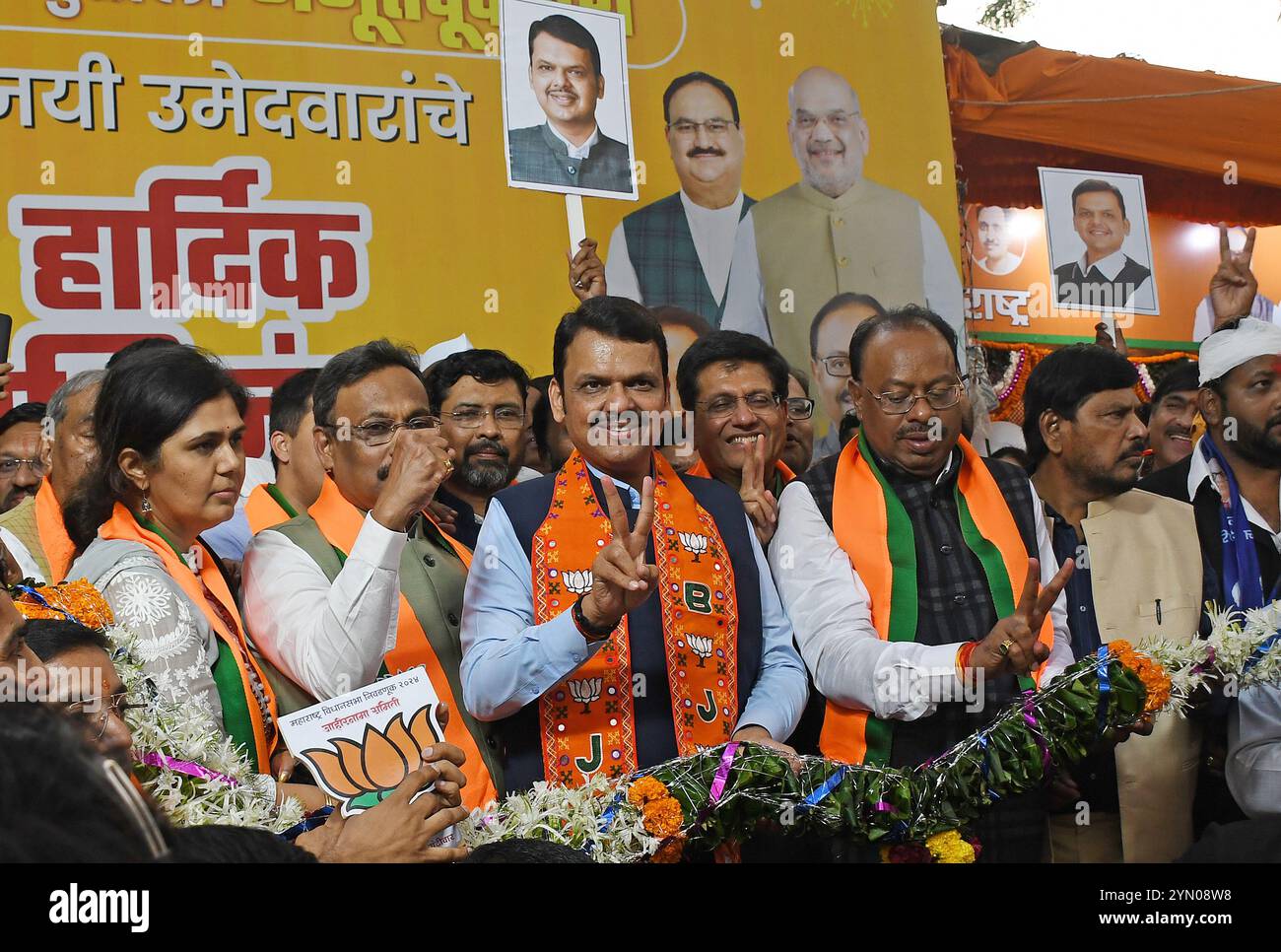 Mumbai, India. 23rd Nov, 2024. L-R General secretary of Bharatiya ...