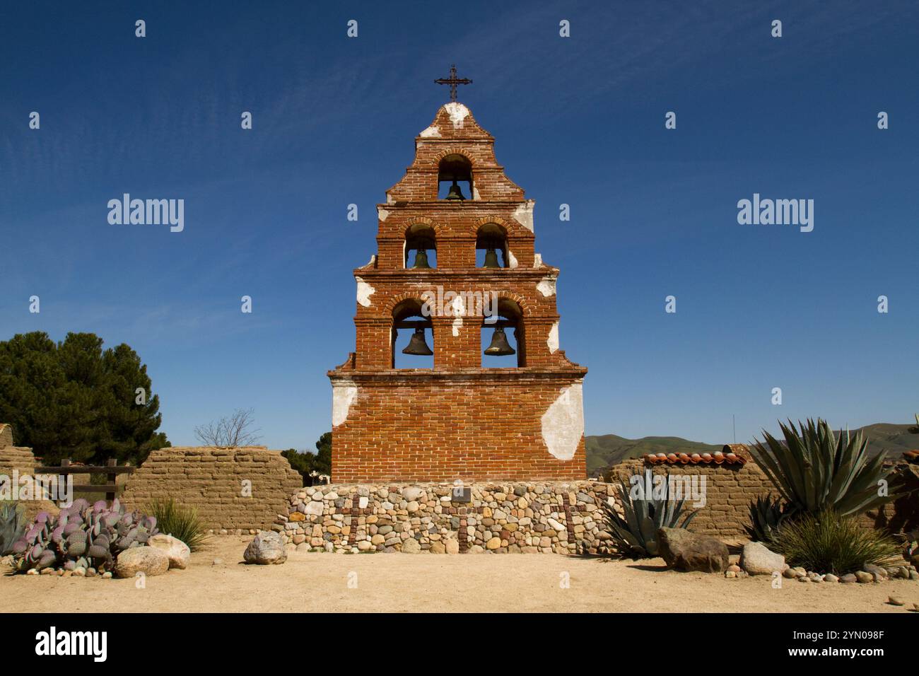 The exterior of the Mission San Miguel in Central California that was ...
