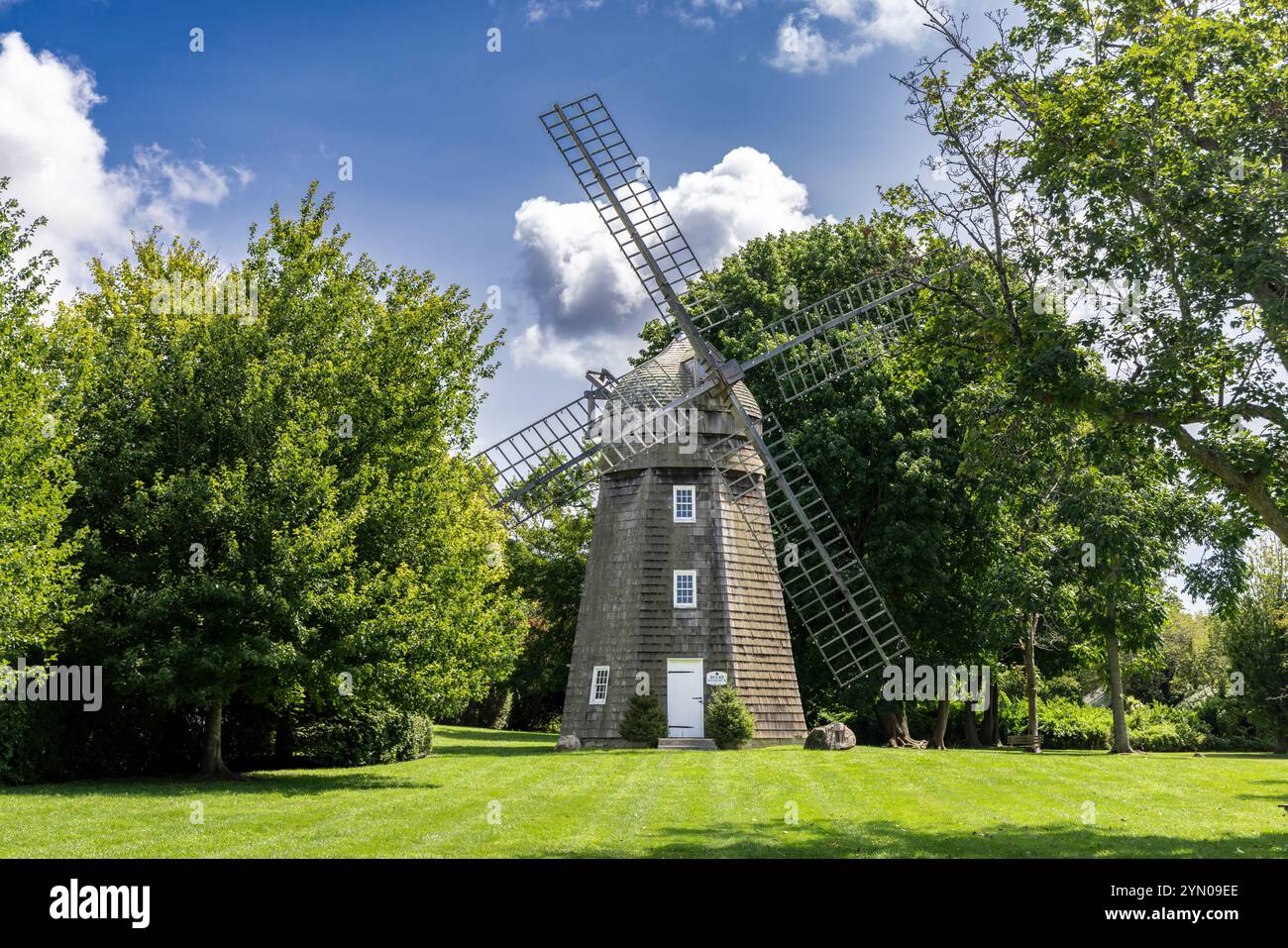 summer landscape with the beebe wind mill Stock Photo - Alamy