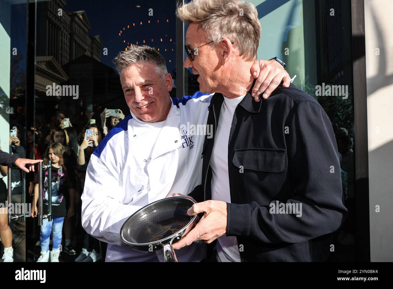 Las Vegas, NV, USA. 23rd Nov, 2024. Chef Gordon Ramsay congratulates ...