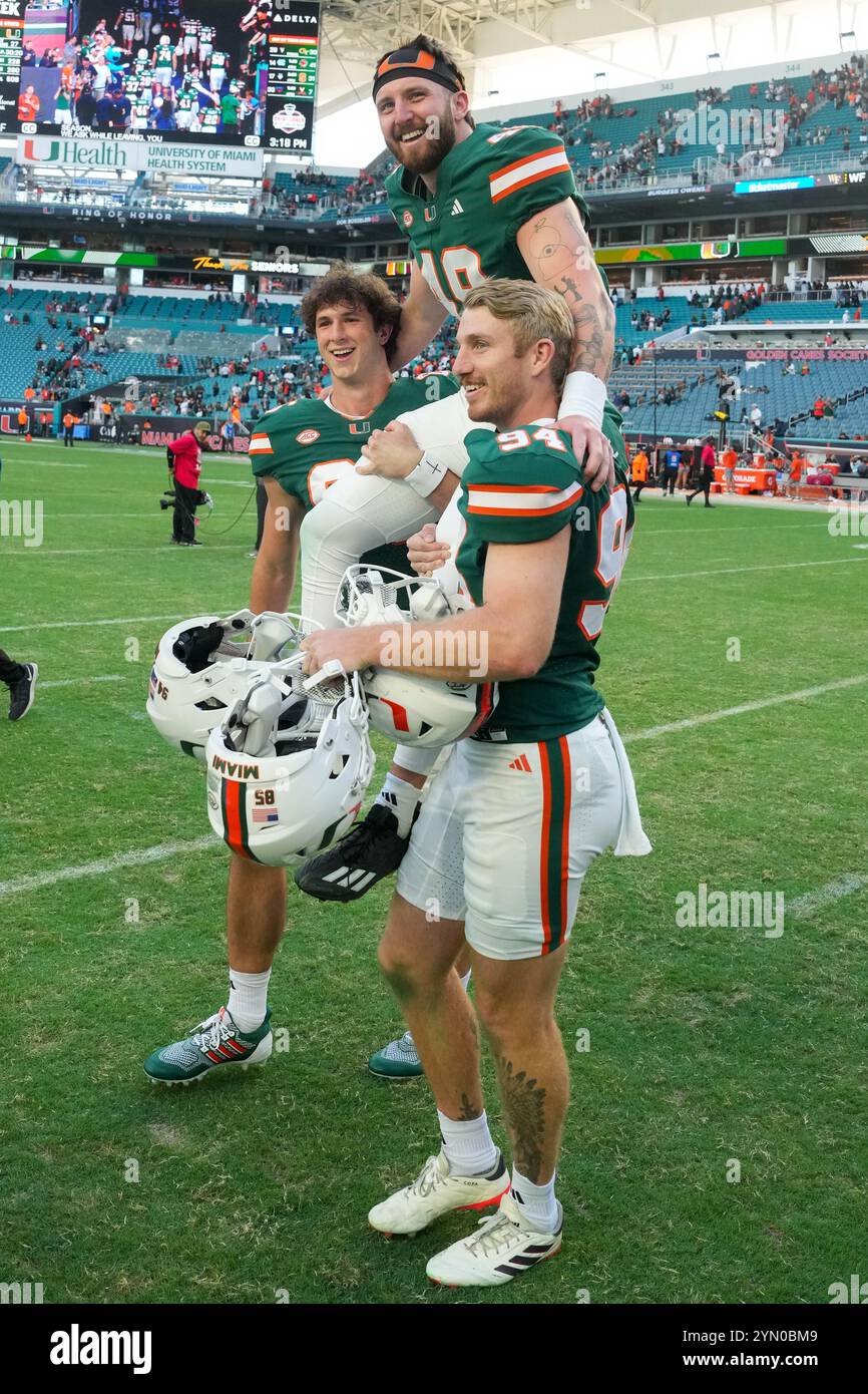 Miami Gardens, United States. 23rd Nov, 2024. Miami Hurricanes long ...