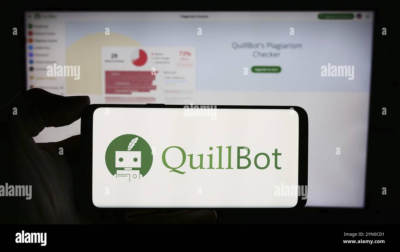 Stuttgart, Germany, 03-12-2024: Person holding cellphone with logo of ...