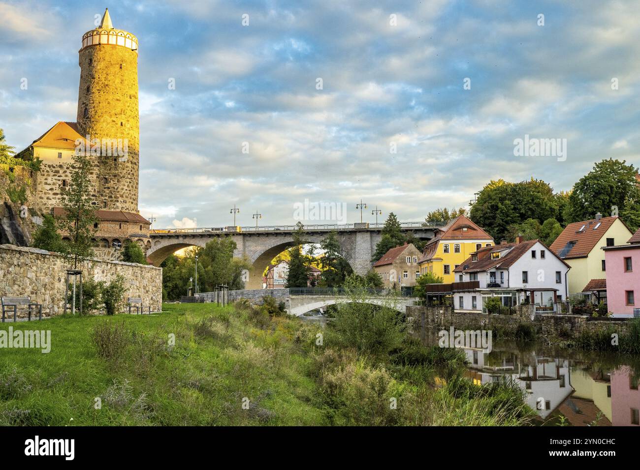 Bautzen (Budysin), Peace Bridge with Old Waterworks Stock Photo - Alamy