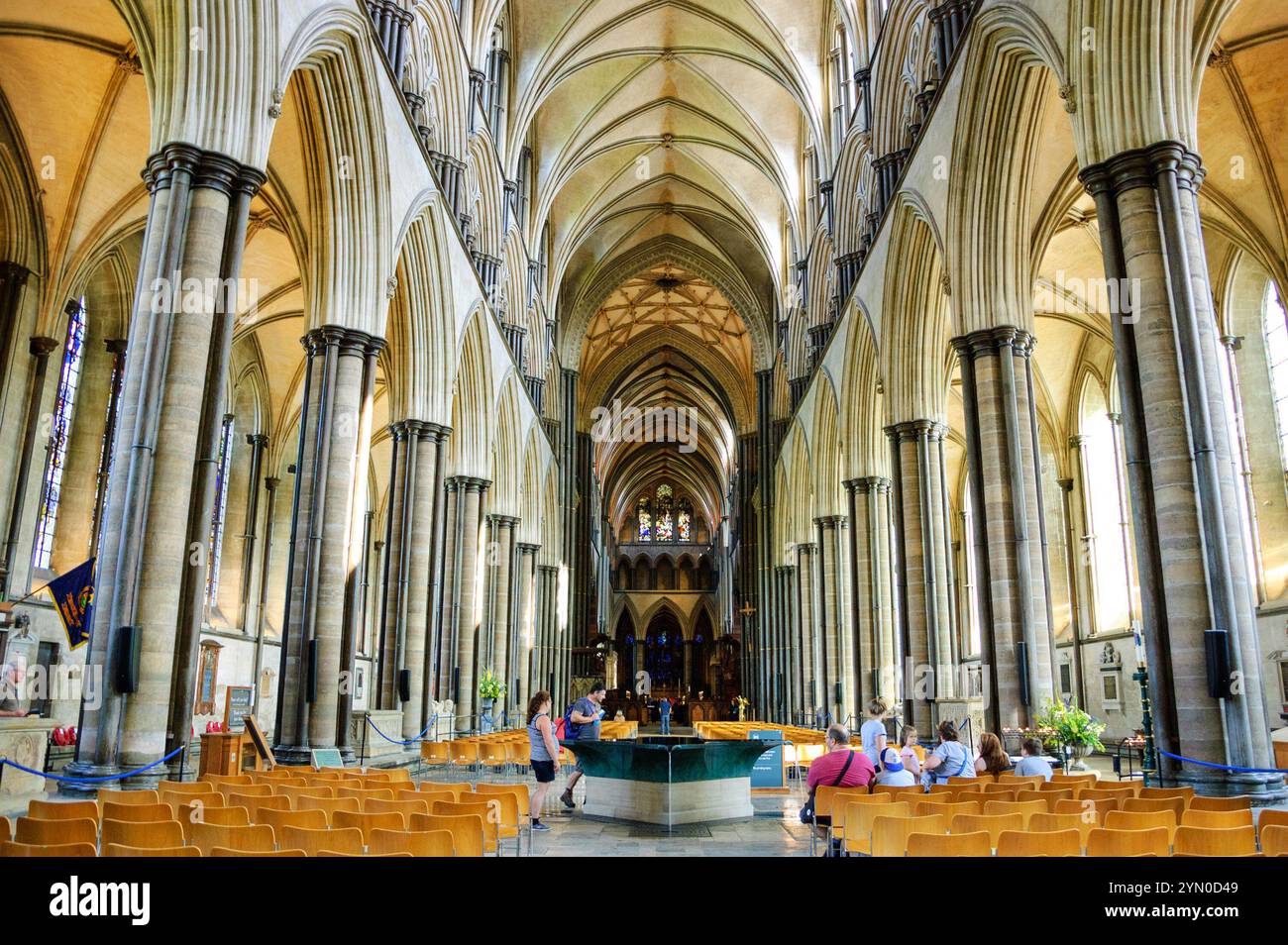 SALISBURY, UK - AUGUST 25, 2017: Tourists visiting famous Salisbury ...
