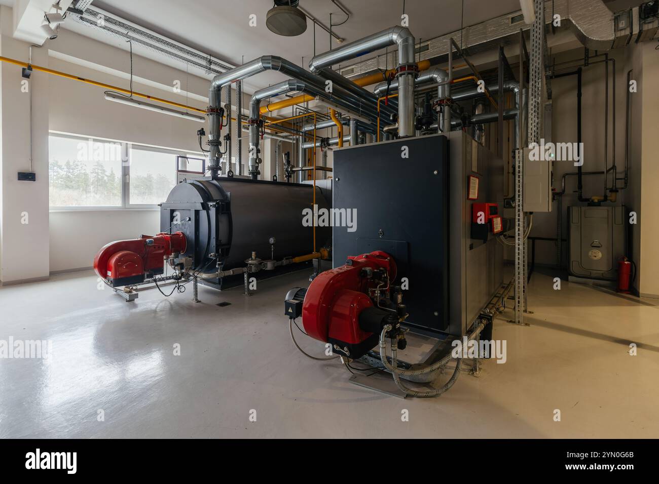 Industrial boiler room with modern boiler equipment Stock Photo - Alamy