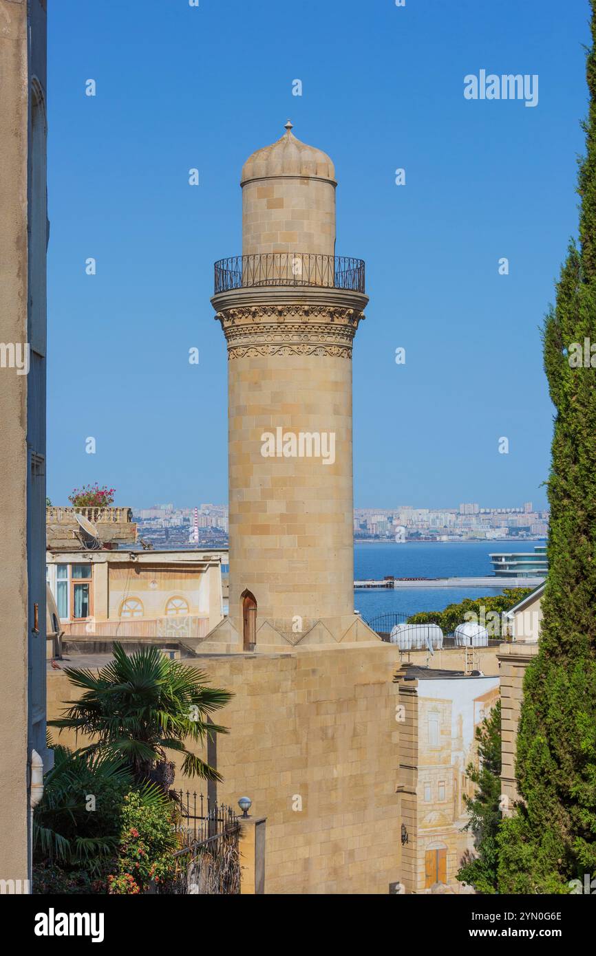 The minaret of the Beyler Mosque (1895) in the Old City (Icheri Sheher ...