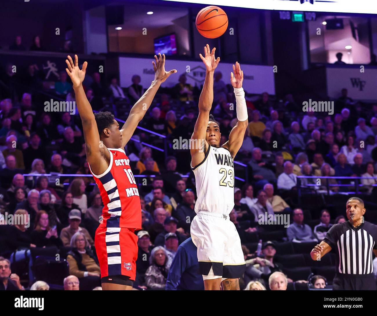 November 23, 2024: Wake Forest guard Hunter Sallis (23) goes up for 3 ...