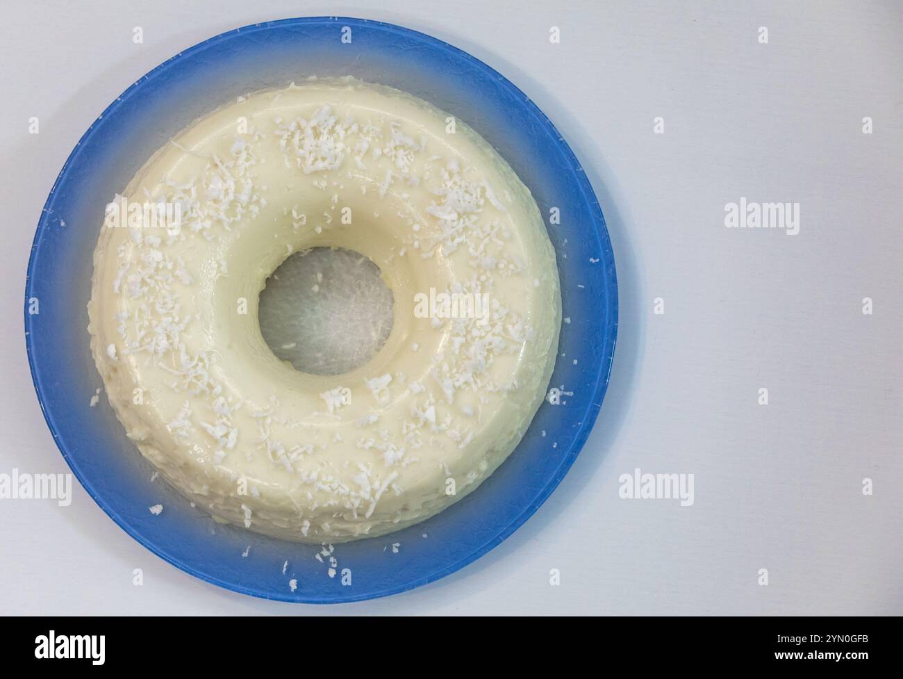 Traditional Brazilian coconut flan dessert known as manjar branco ...