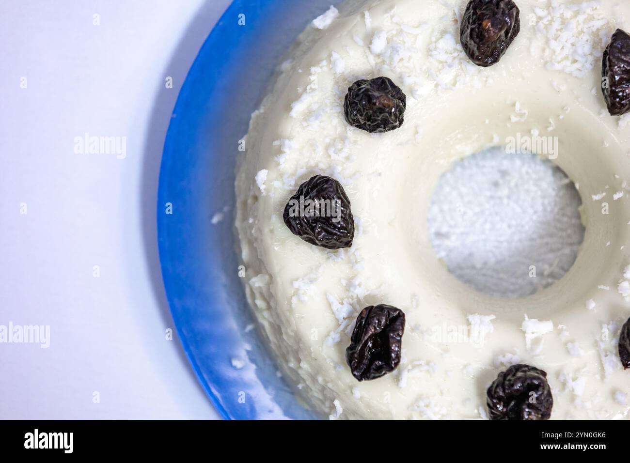 Traditional Brazilian coconut flan dessert known as manjar branco ...