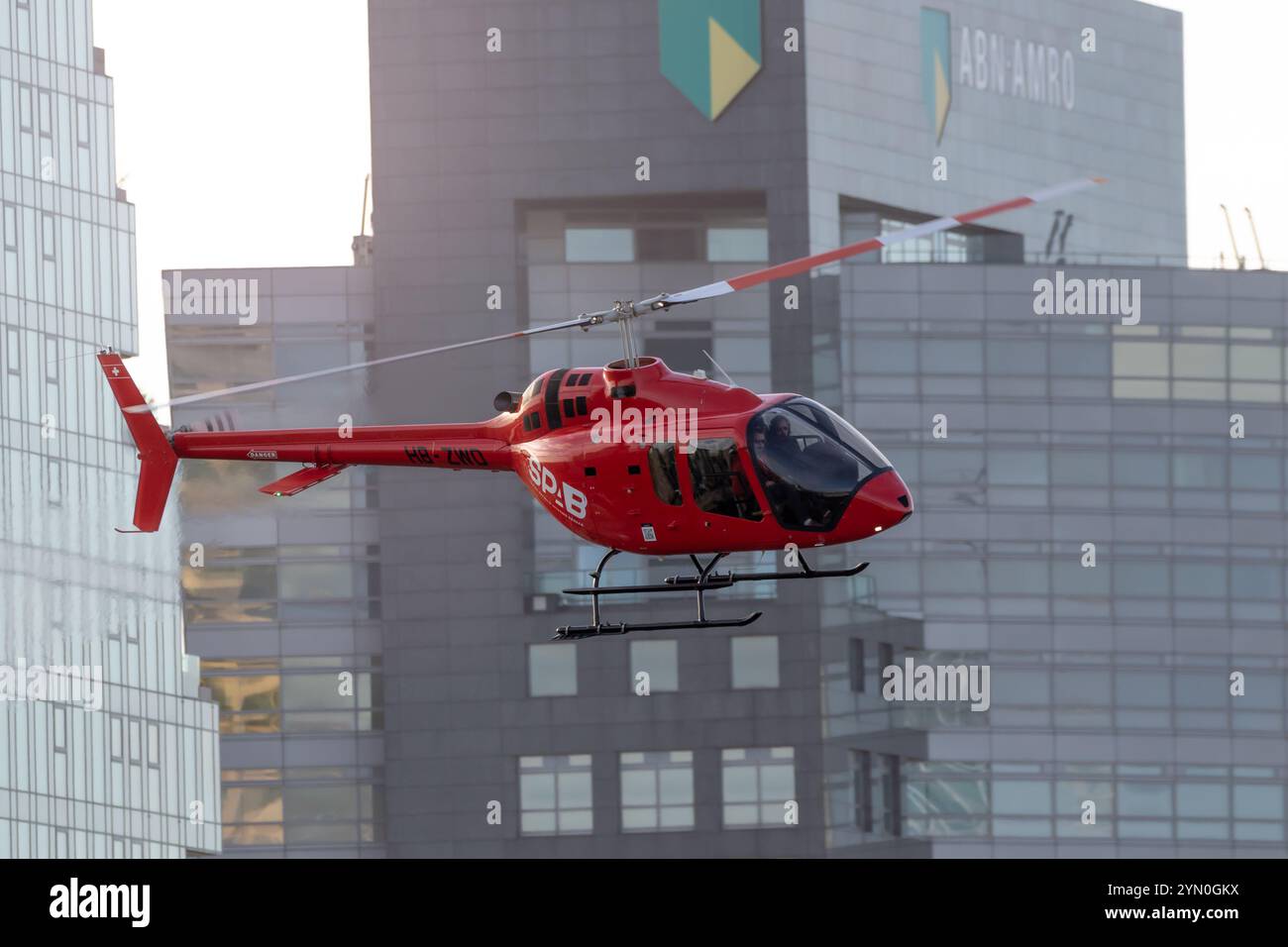 Bell 505 Jet Ranger X helicopter arriving at the RAI Amsterdam ...