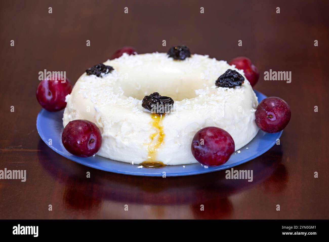 Traditional Brazilian coconut flan dessert known as manjar branco ...